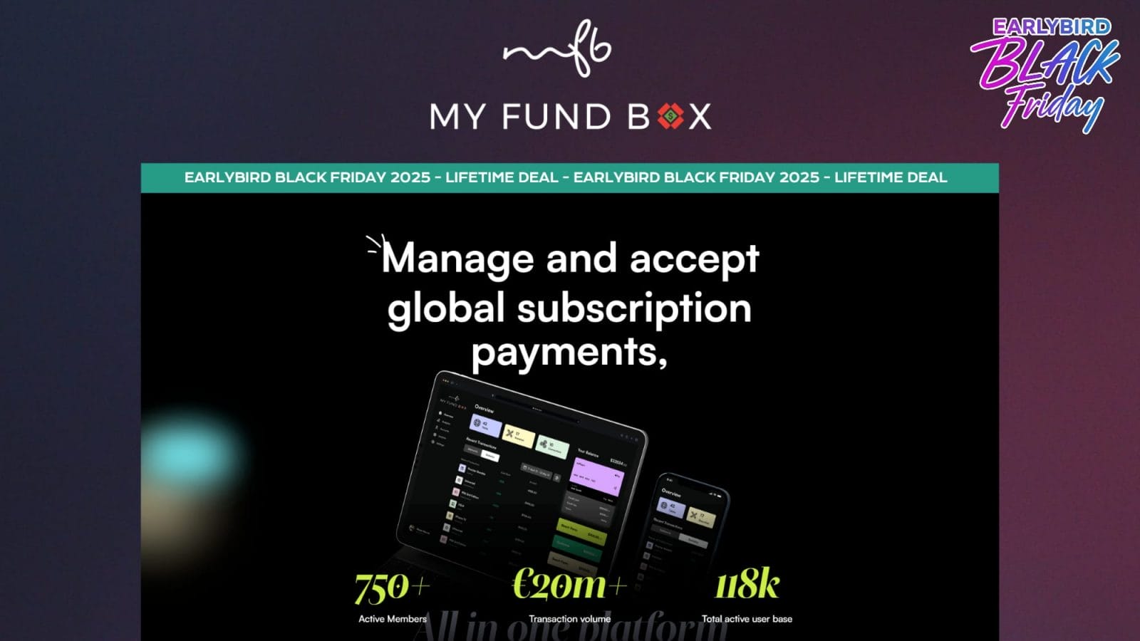 MYFUNDBOX Lifetime Deal The all-in-one Subscription Billing - Earlybird